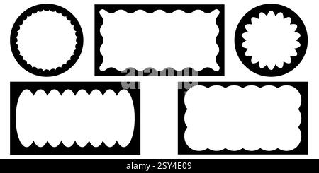 Hand drawn lace inner scalloped frames. Square, round and rectangle ...