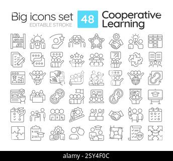 Cooperative partnership line icons collection. Collaboration, Unity ...