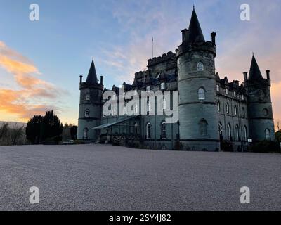 Inveraray castle and garden at sunset, Scotland - UK Stock Photo - Alamy