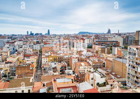 Aerial view of the Sant Andreu neighborhood in Barcelona with ...