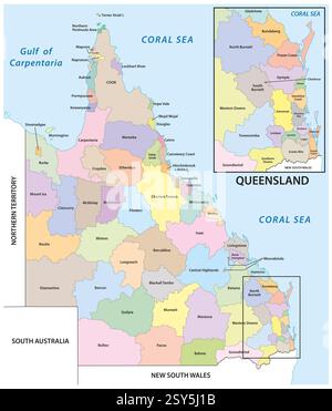 Map of Queensland Stock Photo - Alamy