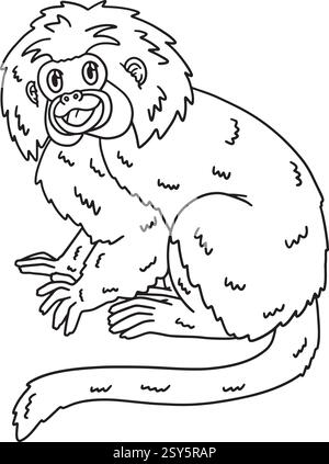 Cotton Top Tamarin Monkey Coloring Page for Kids Stock Vector Image ...