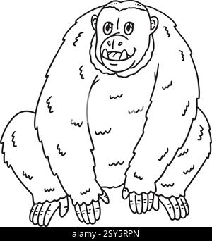 Bald Uakari Monkey Animal Coloring Page for Kids Stock Vector Image ...