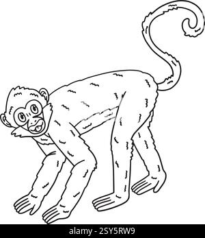 Geoffroy Spider Monkey Coloring Page for Kids Stock Vector Image & Art ...