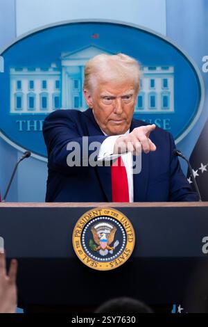 Vice President JD Vance speaks to reporters in the James S. Brady Press ...