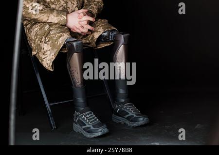 Resilient Veteran with Advanced Bionic Leg Prostheses in Military ...