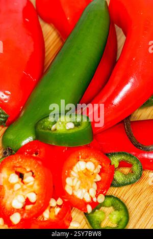 Chillies, isolate, wooden board and chopped Stock Photo - Alamy