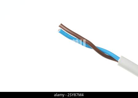 Color stripped electrical wire on white background Stock Photo - Alamy