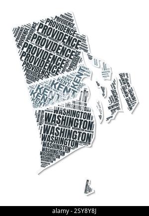 Rhode Island Text Style Counties. State region names word clouds in ...