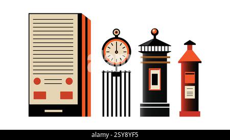 Post Office Concept - Envelope with arrival time showing along post ...
