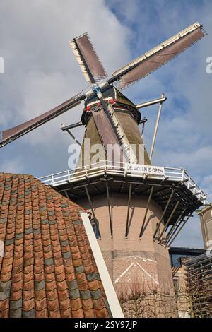 January 11, 2025 - Ede, Netherlands: The old cast iron windmill axle ...