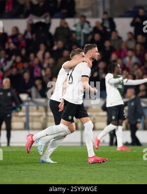 Zeno Debast seen celebrating during Liga Portugal game between teams of ...