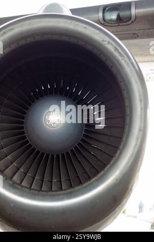 Jet engine of a British Aerospace airplane operated by SkyJet Airlines ...