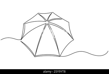 Umbrella depicted in continuous line drawing, continuous line drawing ...