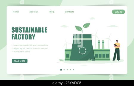 CO2 neutral. Green industrial factory with renewable energy. Low carbon ...
