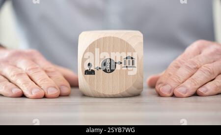 Wooden block with symbol of b2g concept on blue background Stock Photo ...
