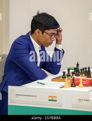 Indian Grandmaster Rameshbabu Praggnanandhaa competes at the Prague ...