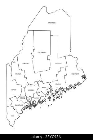 New York State counties, political map. New York, state of Northeastern ...