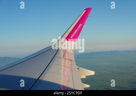 Wizzair airline logo on wingtip of an Airbus A321 Neo.airliner Stock ...