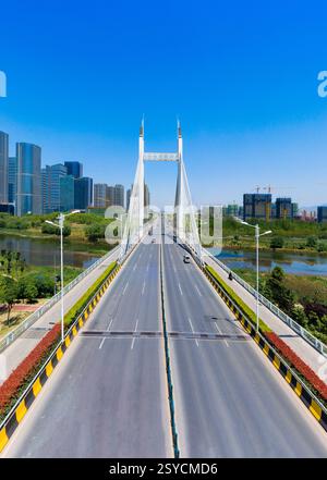 Urban environment of Shangbo Bridge, Yiwu City, Zhejiang Province ...