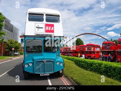 Routemaster buses parade at the 70th anniversary of the first ...