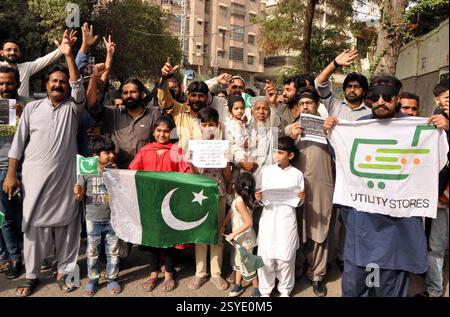 Employees of Utility Stores are holding protest demonstration against ...