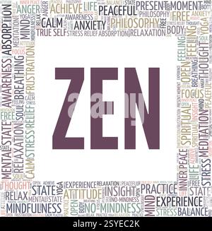 Zen vector illustration word cloud isolated on a white background Stock ...