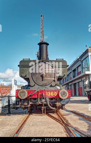 1369 steam train and red bus Bristol harborside railway Stock Photo - Alamy
