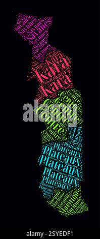 Togo country shape word cloud. Typography style country illustration ...