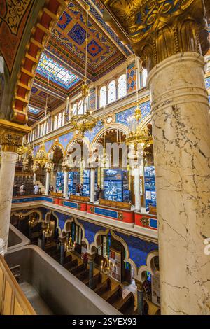 A detailed interior view of a synagogue showcasing its ornate balcony ...