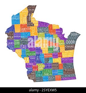 Map of Wisconsin with counties. A simple state border map with county ...