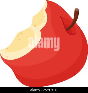 The bitten off red apple. Illustration on white background Stock Vector ...