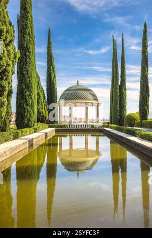 Gazebo reflected in a pond Stock Photo - Alamy