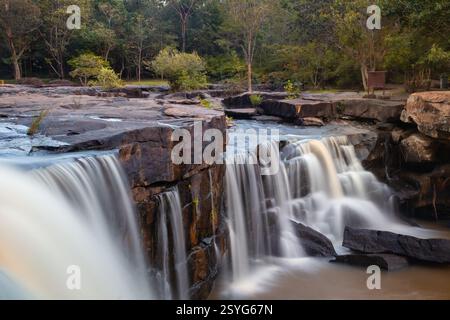 Waterfall in rain forest (Tat Kuang Si Waterfalls at Luang prabang ...
