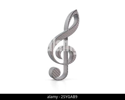 Holographic foil music note symbol on a white background. 3d ...