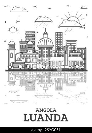 Outline Luanda Angola city skyline with modern and historic buildings ...