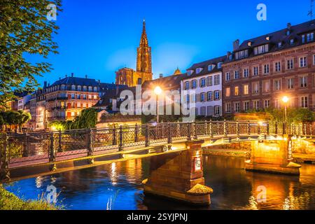 Strasbourg bridges and historic architecture evening view, Alsace ...