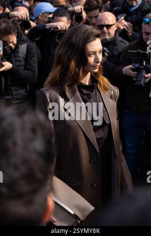 Amina Seck is seen arriving at the Tod's fashion show during the Milan ...