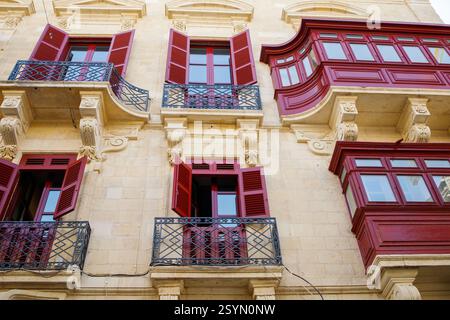 Typical maltese building facade in Valletta, Malta Stock Photo - Alamy