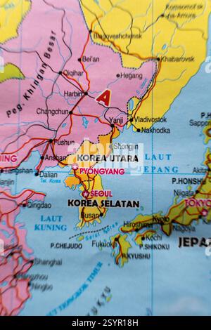 North and South Korea in atlas Stock Photo - Alamy