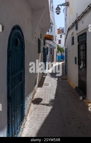 A sun-dappled alleyway in a Mediterranean town, featuring a vibrant ...