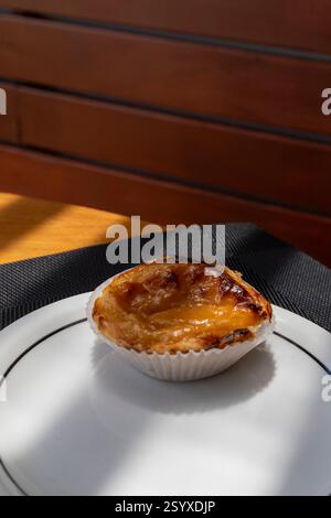 Classical pasteis de Belem shot in original cafe. Portuguese ...