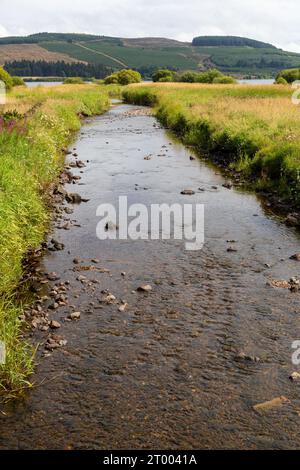 Scenic landscape with river Carron in valley, Scottish Highlands ...
