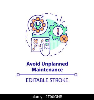 2D thin linear icon avoid unplanned maintenance concept Stock Vector ...