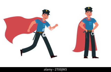 Superhero Police Man Policeman Super Hero Shadow Stock Vector Image ...