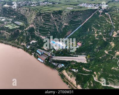 (231003) -- RUICHENG, Oct. 3, 2023 (Xinhua) -- This aerial photo taken ...