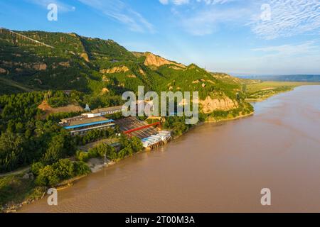 (231003) -- RUICHENG, Oct. 3, 2023 (Xinhua) -- This aerial photo taken ...