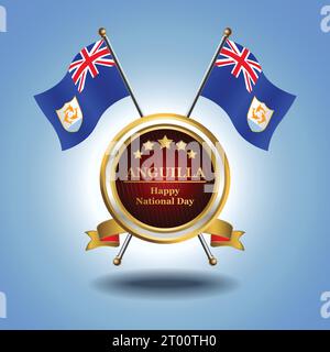 Small National flag of Anguilla on Circle With garadasi blue background ...