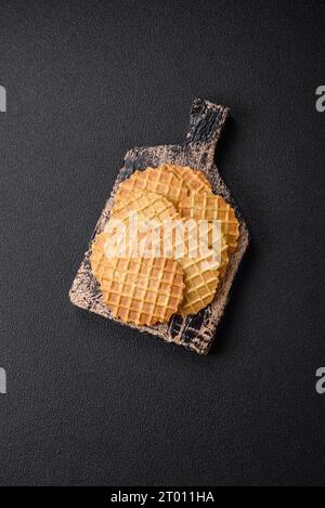 Round crispy wafers for making sweet delicious desserts or snacks Stock ...