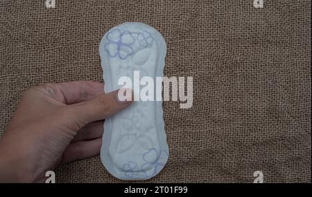Ladies hygienic daily pads on brown background.woman hand holding daily ...